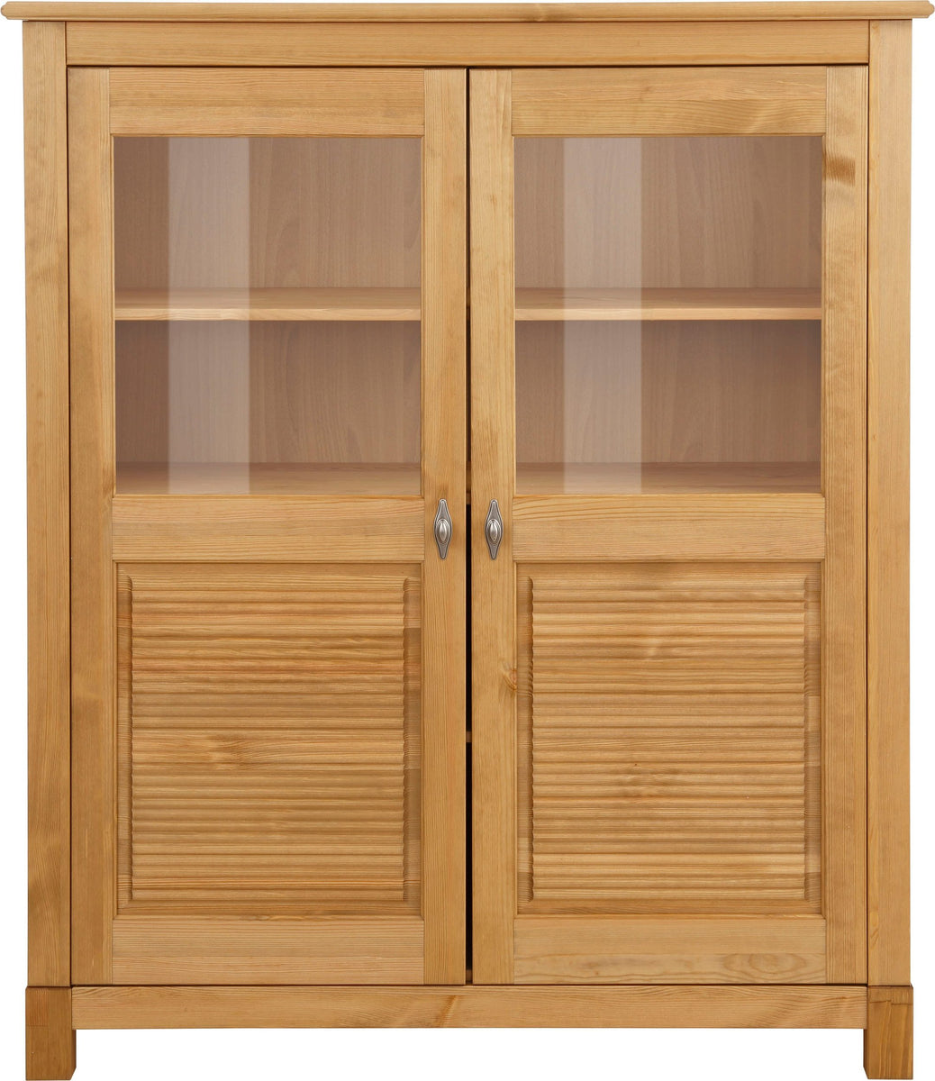 Comodă înaltă Rauna din lemn masiv de pin natur, 111 cm lățime ...