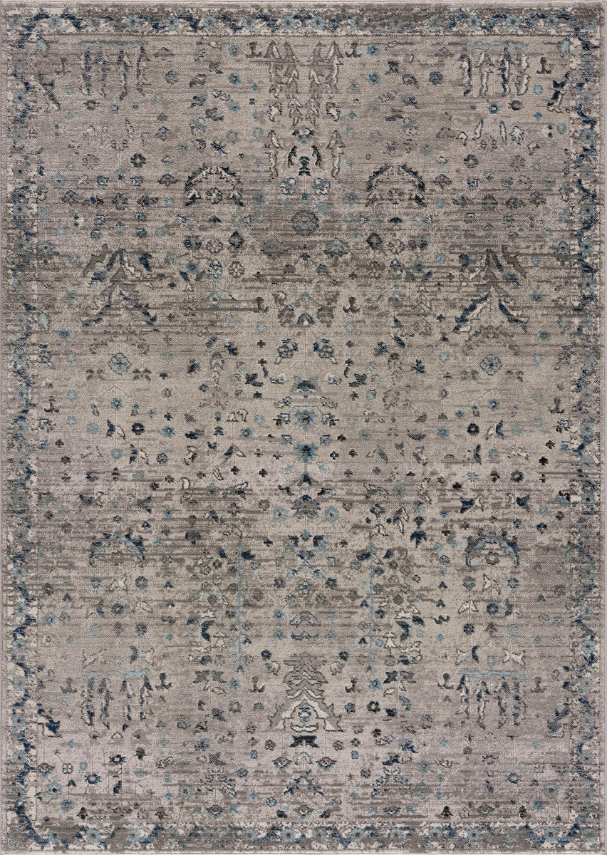 Covor Clovis gri cu design oriental, potrivit pentru podele incalzite,
