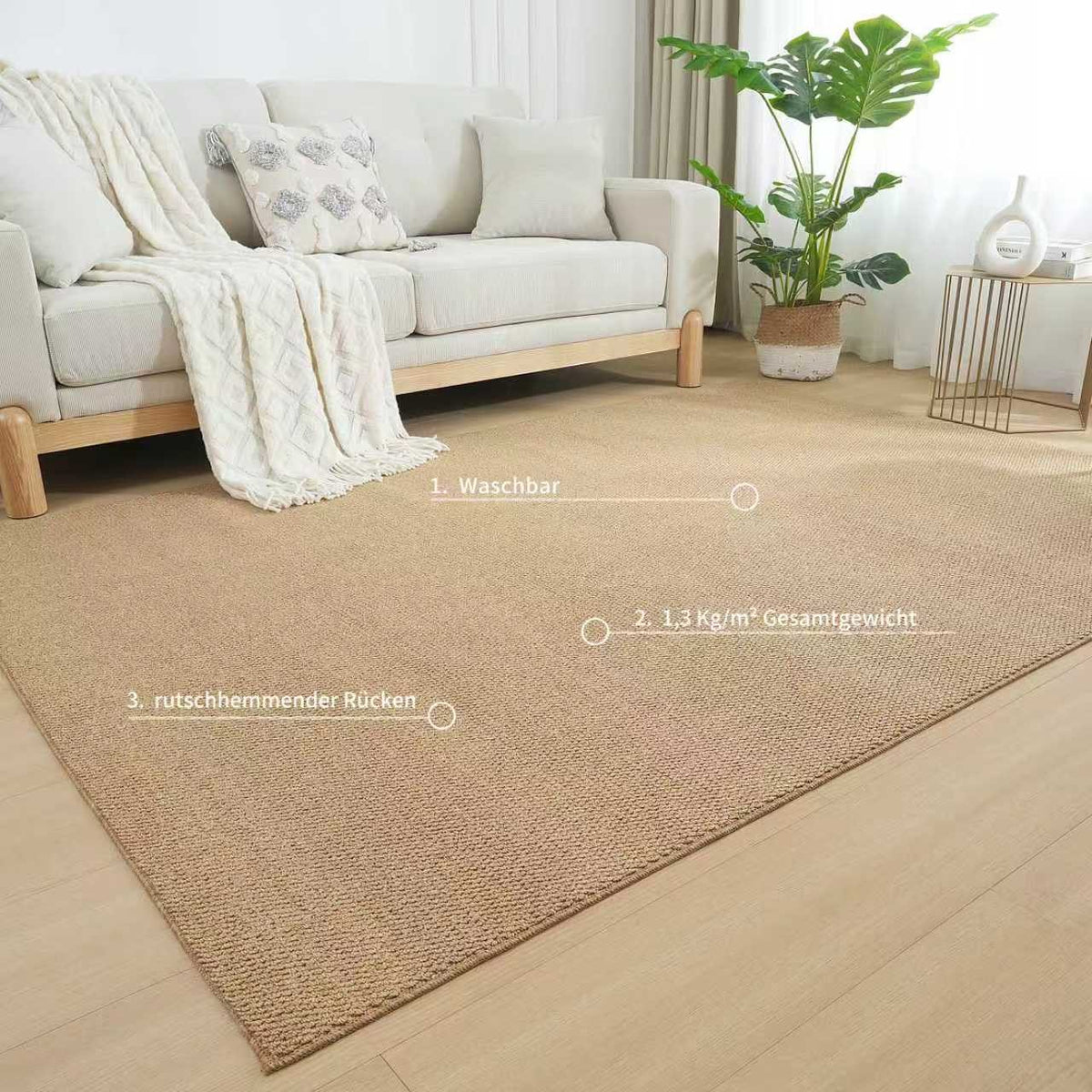 Covor Lilia cu aspect de sisal, tesatura plata lavabil 160x230 cm ...