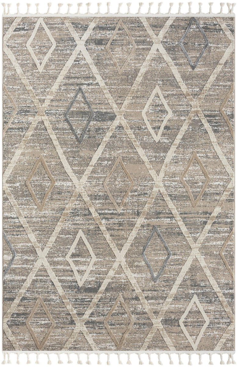 Covor Otilie cu model geometric 3d cu franjuri 60x90 cm | LunaHome.ro
