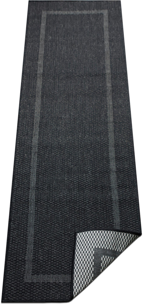 Covor Venice cu tesatura plata, aspect de sisal negru 80x250 cm