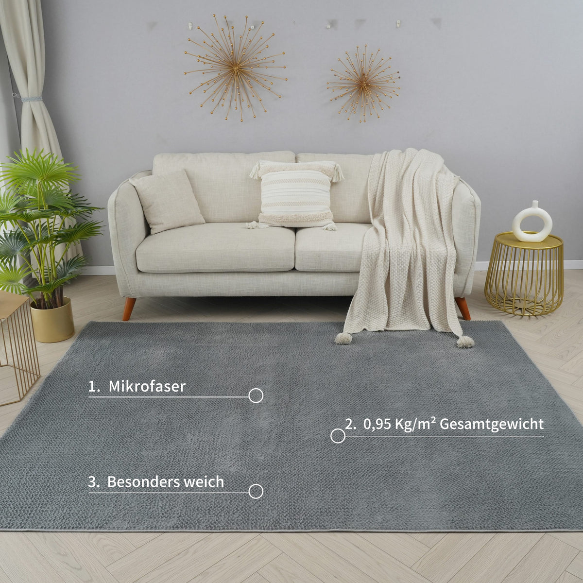 Covor blanita sintetica Rabbit gri cu model 3D 120x170 cm | LunaHome.ro