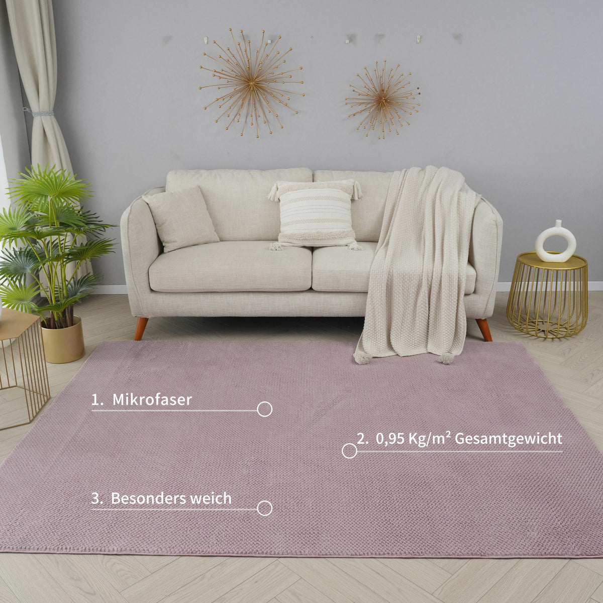 Covor blanita sintetica Rabbit mov cu model 3D 40x60 cm | LunaHome.ro