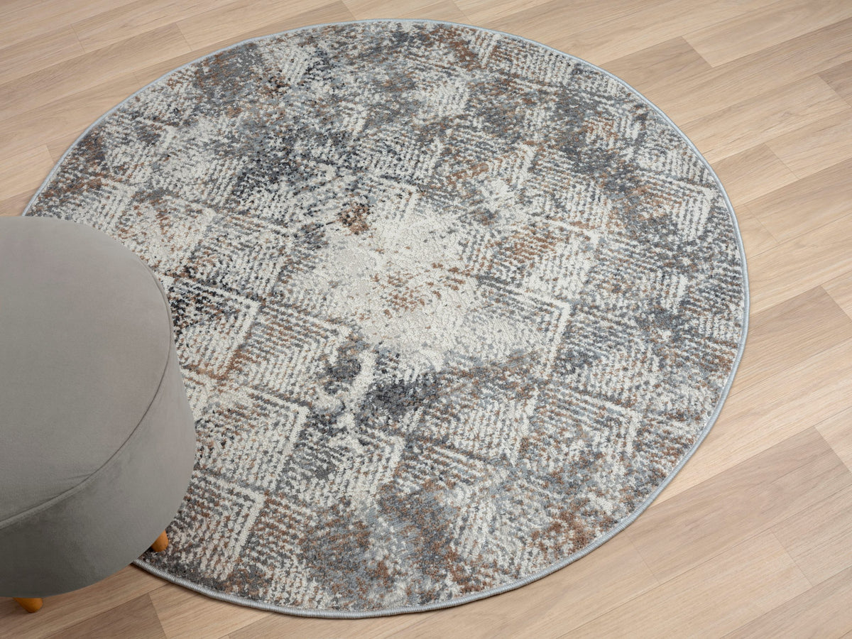 Covor rotund Micah cu aspect vintage 3D 120 cm diametru | LunaHome.ro