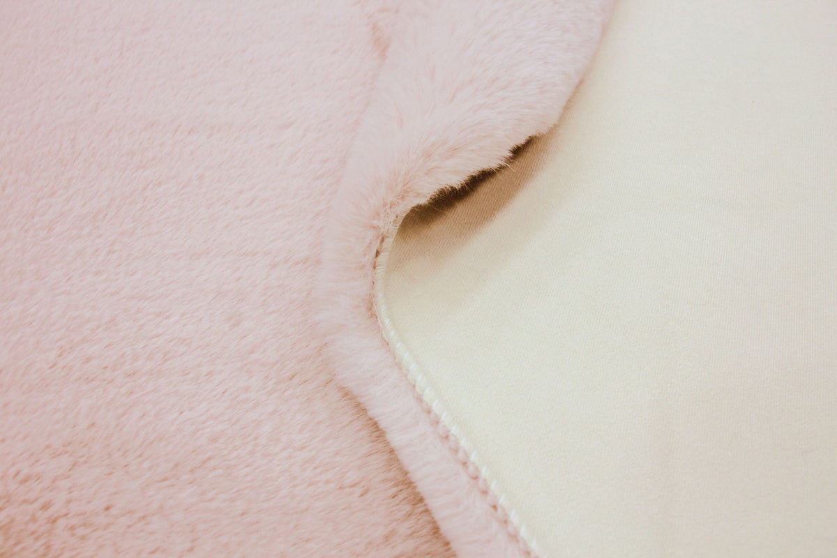 Covor rotund Mombert cu aspect de blana foarte moale si pufos roz 190 ...