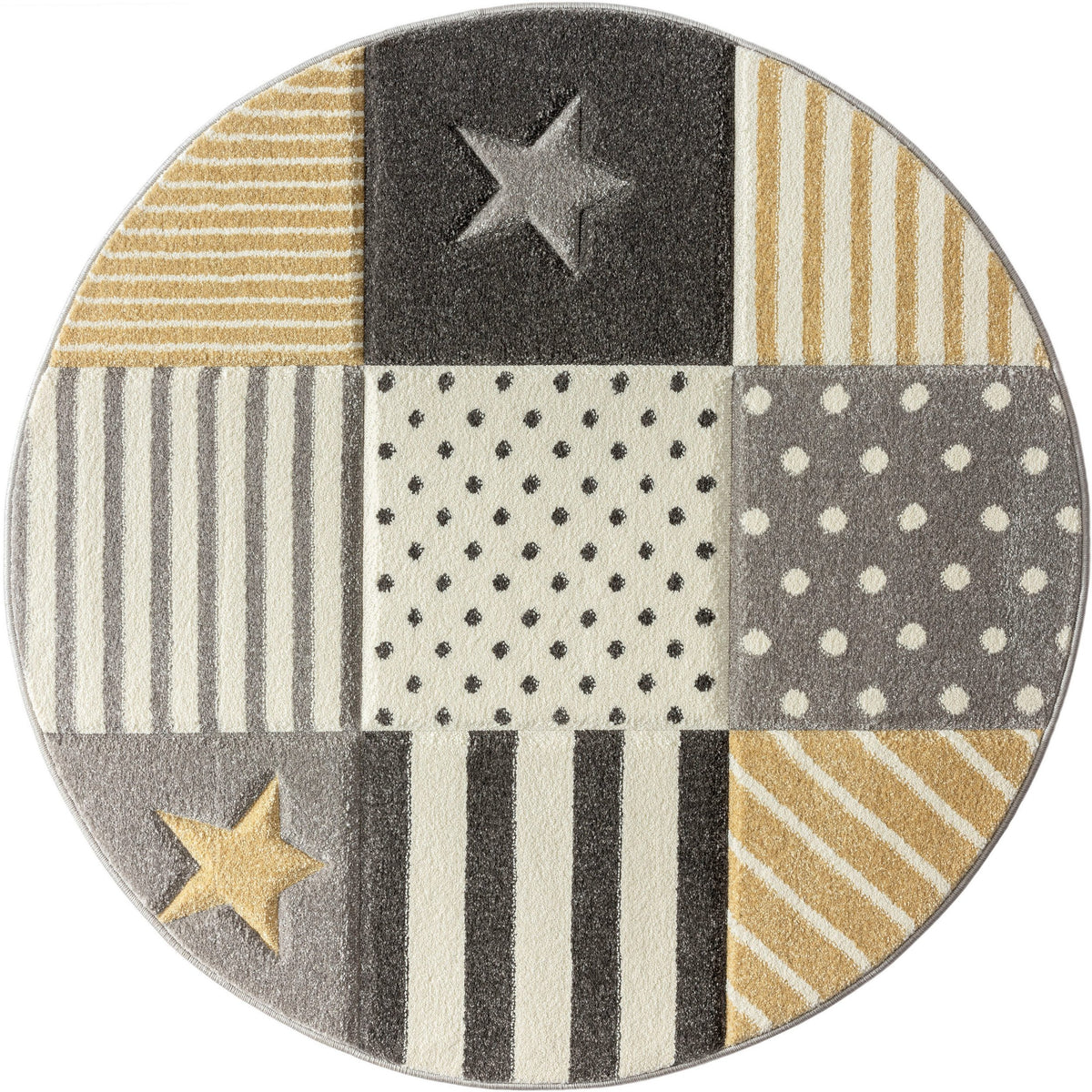 Covor rotund pentru copii Luttenhutt Stern galben 120 cm | LunaHome.ro