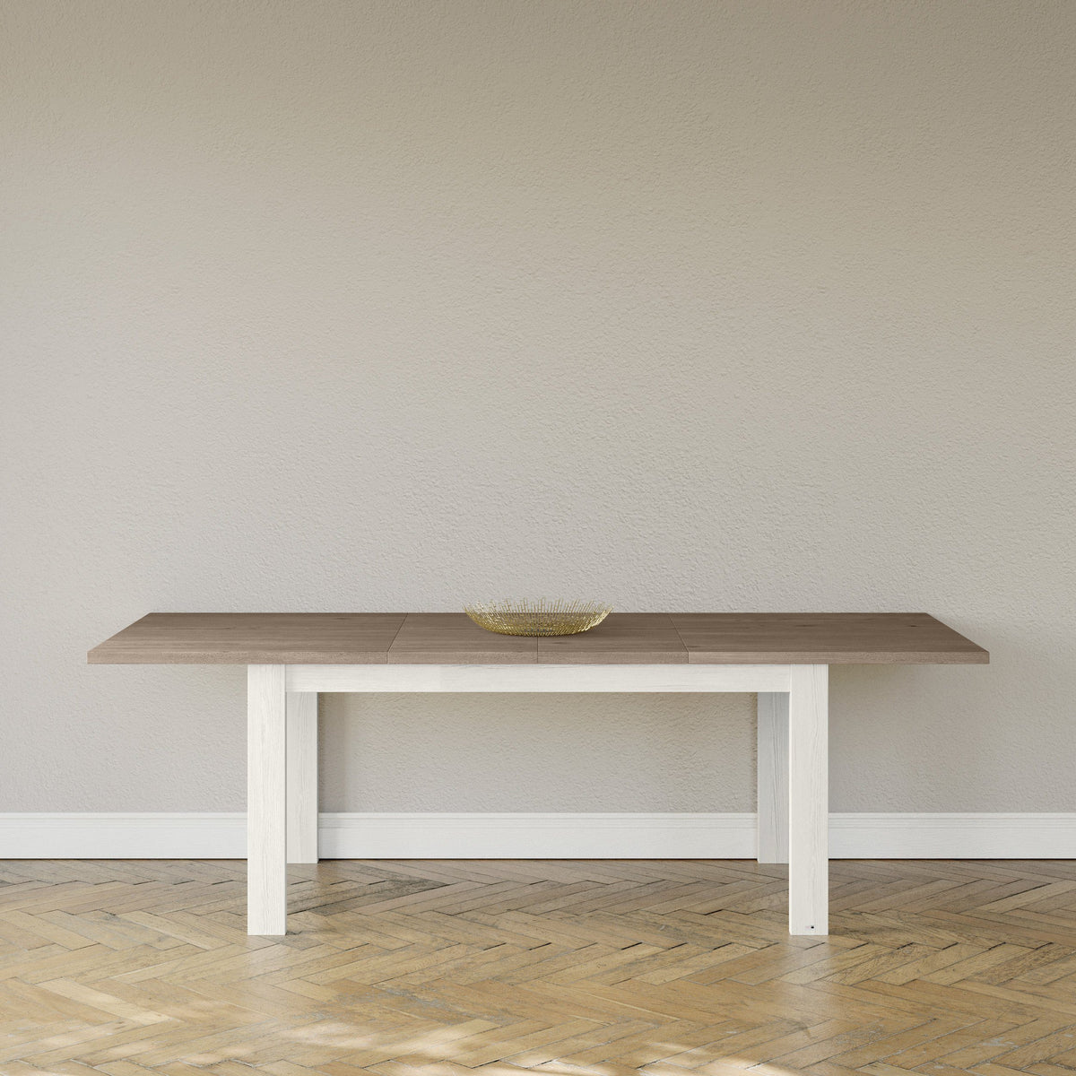 Masa de sufragerie extensibila York alb cu stejar Nelson | LunaHome.ro