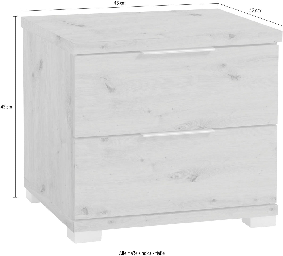 Noptiera Sleep culoare stejar cu 2 sertare 46 cm lățime | LunaHome.ro