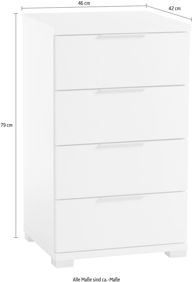 Noptiera alba Sleep cu 4 sertare, 46 cm lățime | LunaHome.ro