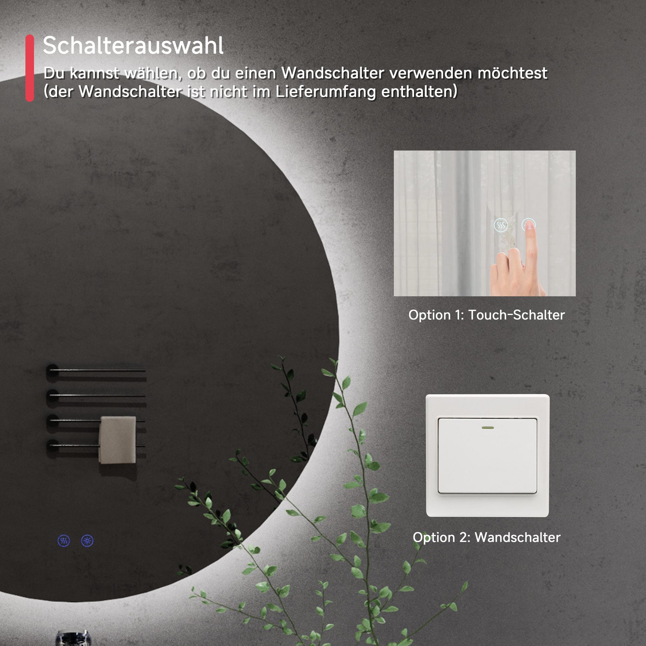 Oglinda rotunda Toledo pentru baie cu LED 70 cm diametru | LunaHome.ro