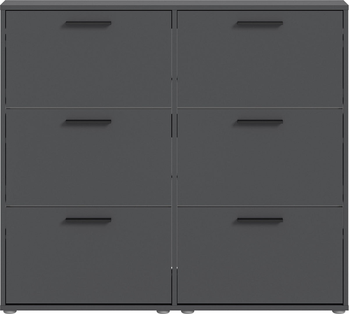 Pantofar Sam gri antracit cu 6 clapete design modern, 116 cm lățime ...