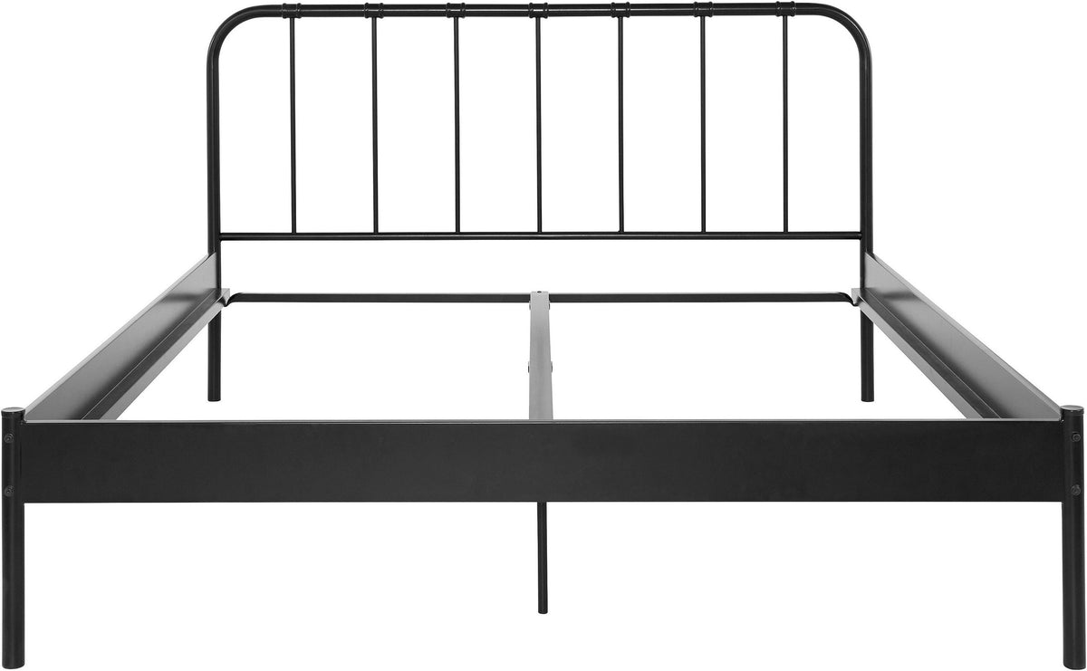 Pat din metal Cuddle Buddy negru cu aspect industrial, 180x200 cm ...
