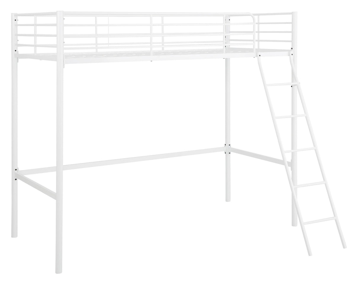 Pat înalt Hayo din metal alb cu scara inclusa 90x200 cm | LunaHome.ro