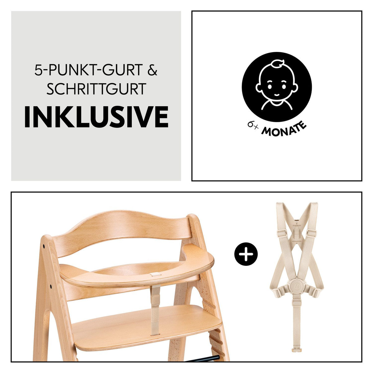 Scaun înalt de masă pentru copii Arketa HAUCK din lemn de fag | LunaHome.ro