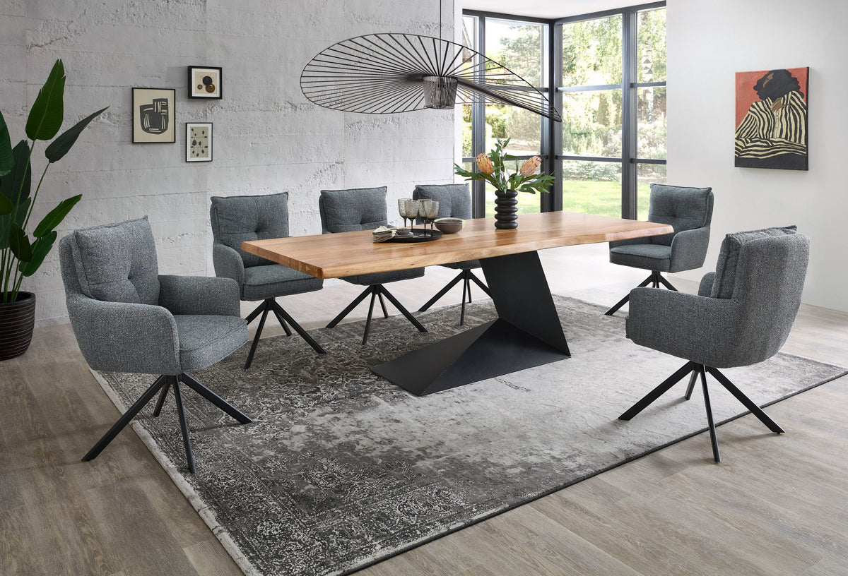 Set 2 fotolii rotative Sofia cu tapiterie negru-albastru si baza ...