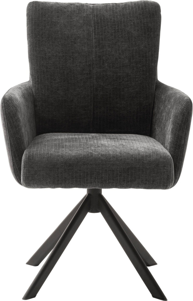 Set 2 scaune rotative Malia cu tapiterie antracit si baza metalica ...