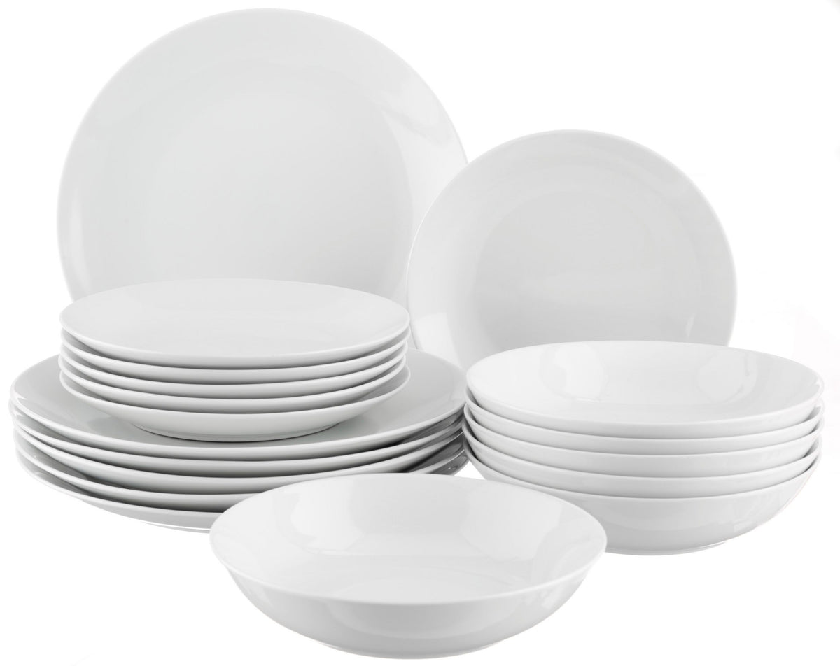 Set vesela Angi din portelan alb pentru 6 persoane, 18 piese | LunaHome.ro
