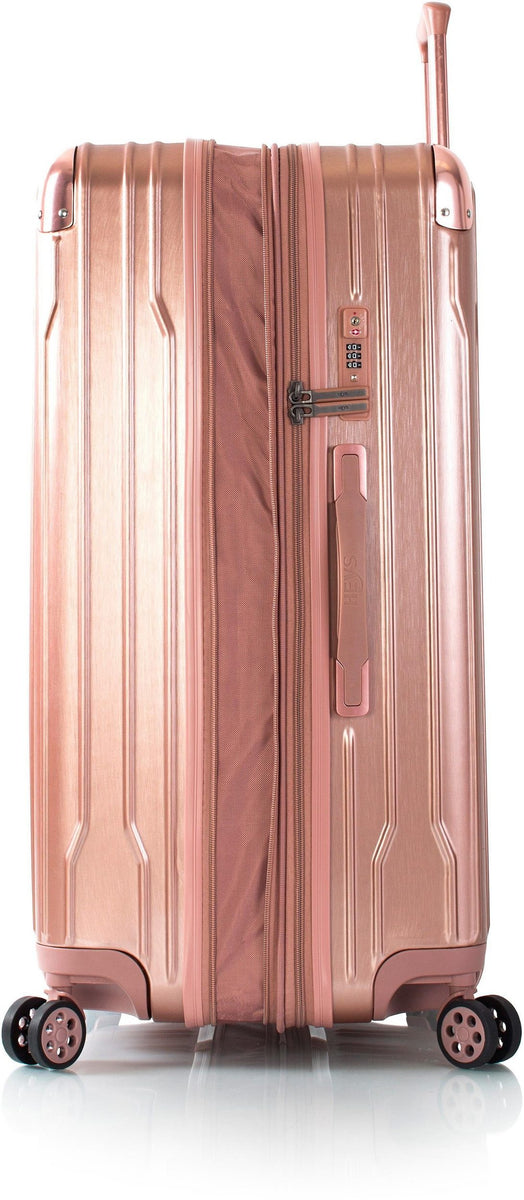 Troller cu carcasa dura XTrak 76 cm cu 4 roti dublate, roz metalic ...