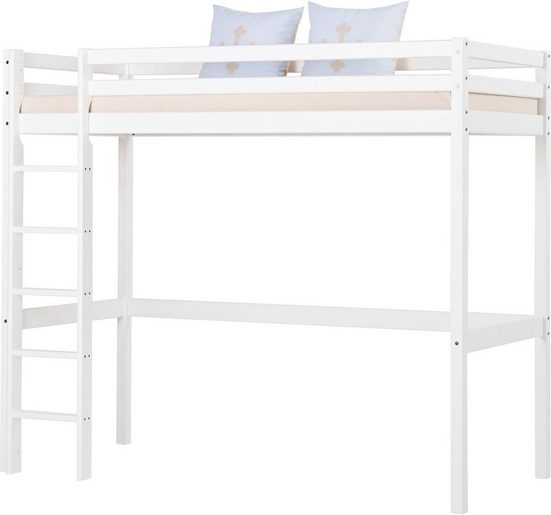 Pat inalt pentru copii Ado, din lemn masiv de pin 90x200 cm | LunaHome.ro