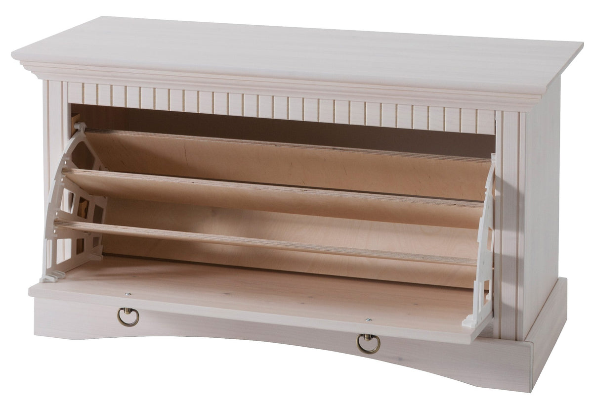 Bancheta pantofar din lemn de pin alb Rustic 90 cm