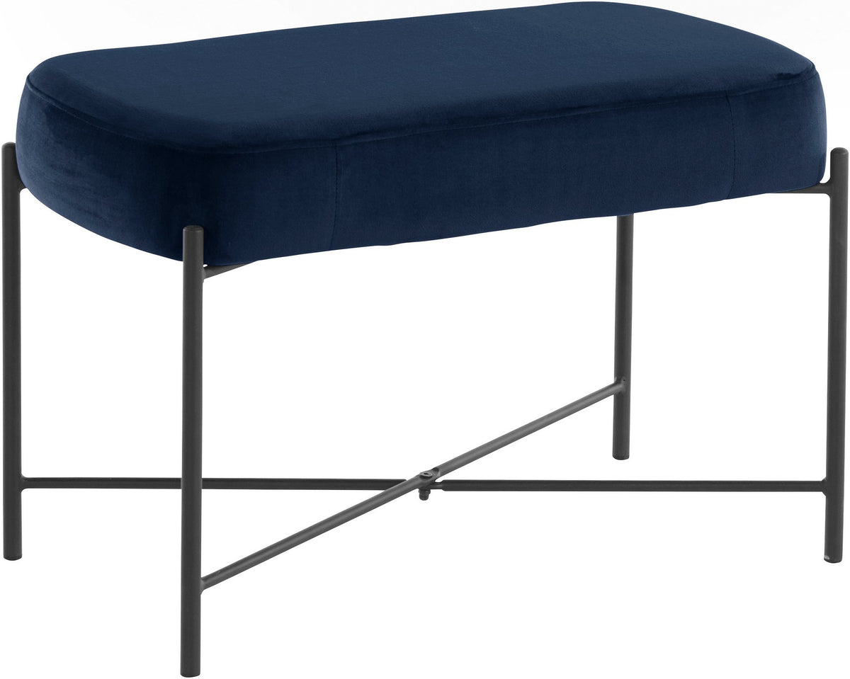Bancheta »Isis« cu husa din catifea albastra si cadru metalic, 67 cm ...