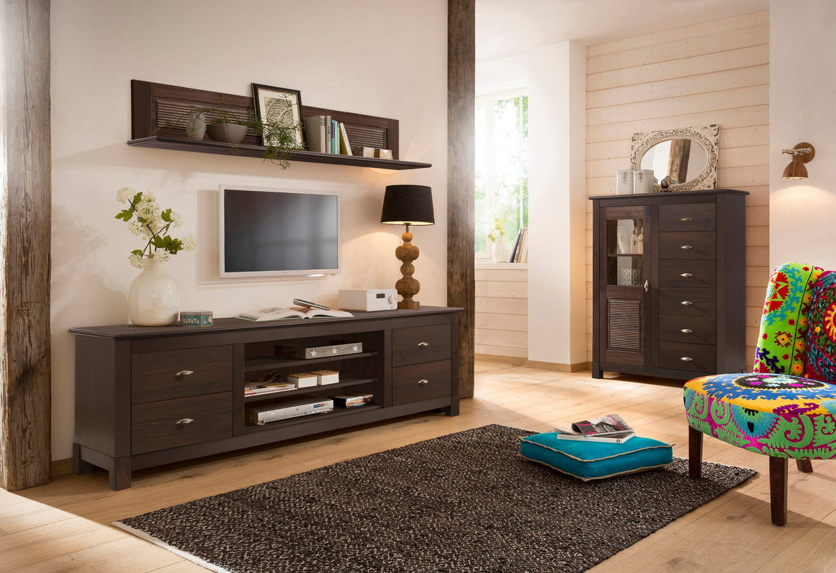 Comoda TV Rauna din lemn masiv de pin wenge, 200 cm | LunaHome.ro