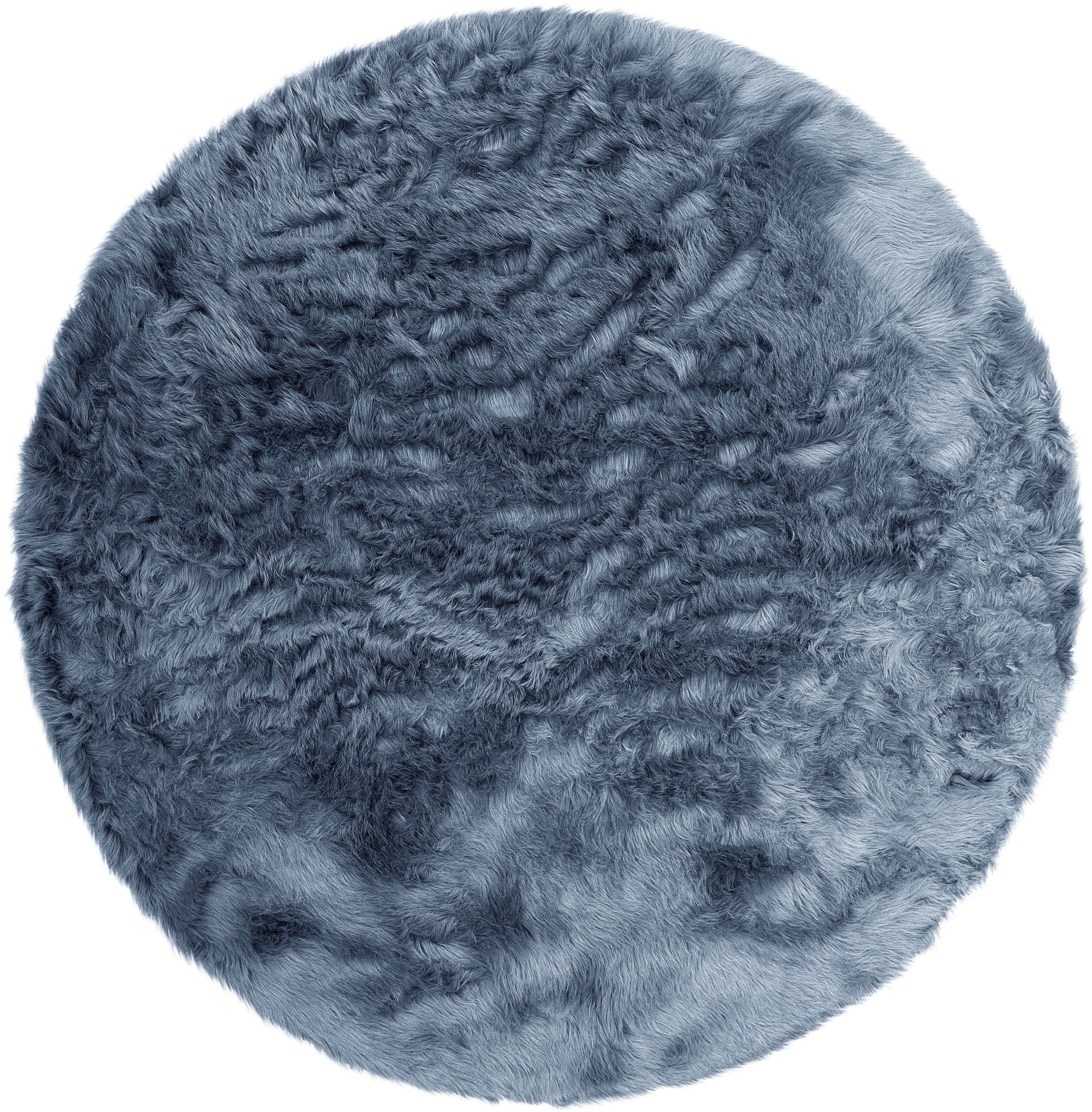 Covor de blană »Valeria« rotund foarte moale si pufos, albastru, 45 cm ...