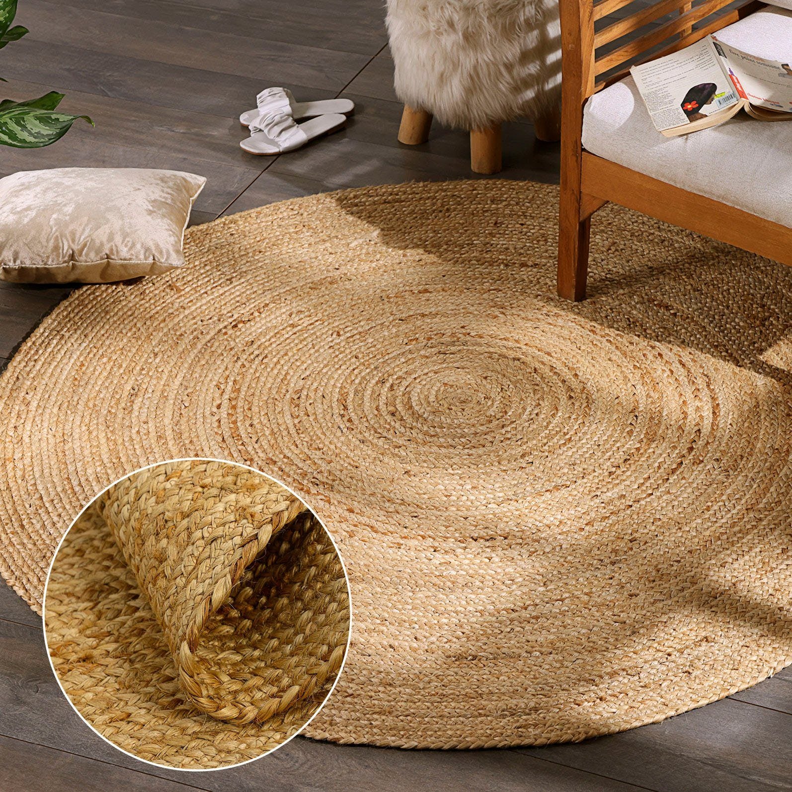 Covor rotund »Lola Collection« impletit din iuta naturala, 150 cm