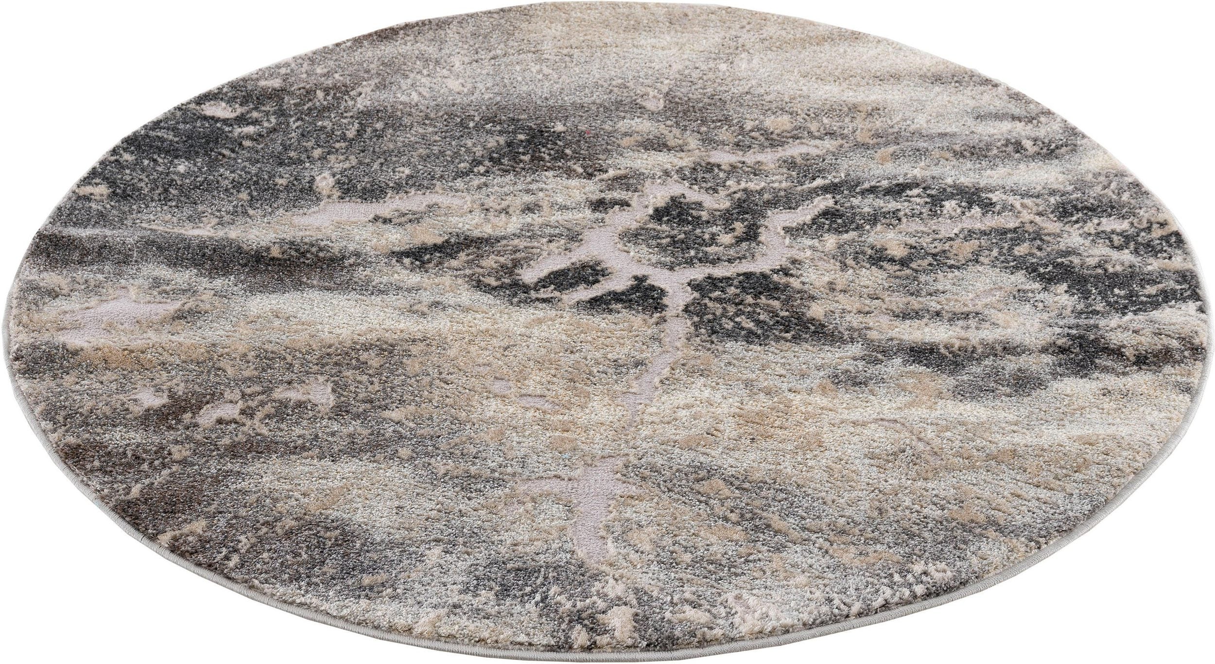 Covor rotund »Marble« gri cu suprafata 3D, izolator fonic, 190 cm