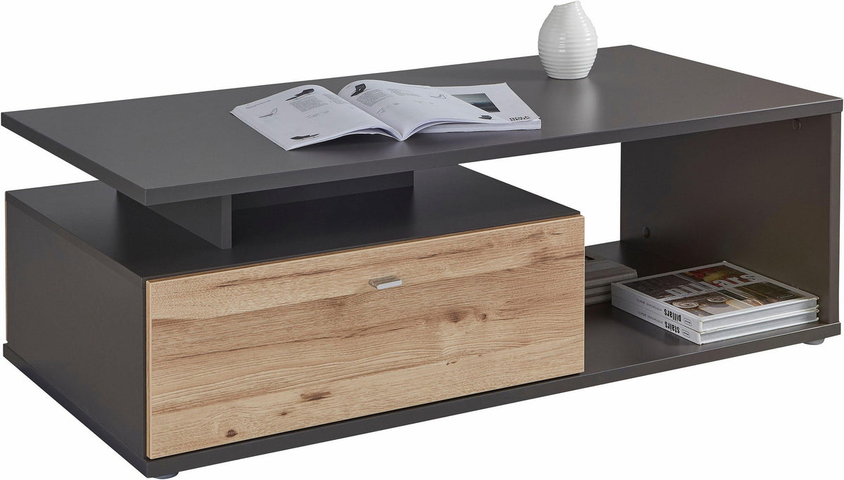 Masuta de cafea Forte cu design modern antracit-stejar, 120 cm ...