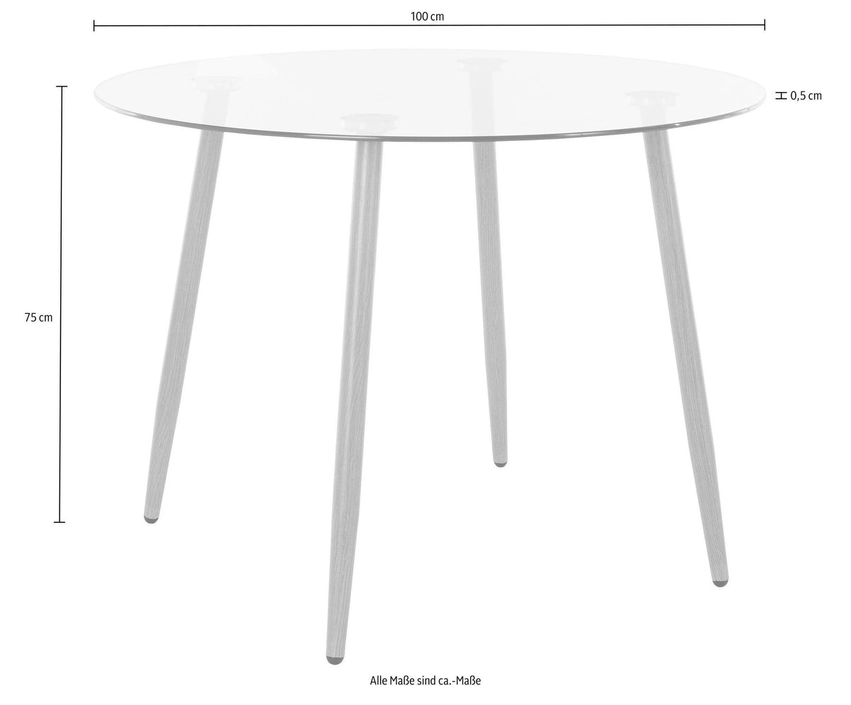 Masă rotundă Miller cu blat din sticla, 100 cm | LunaHome.ro