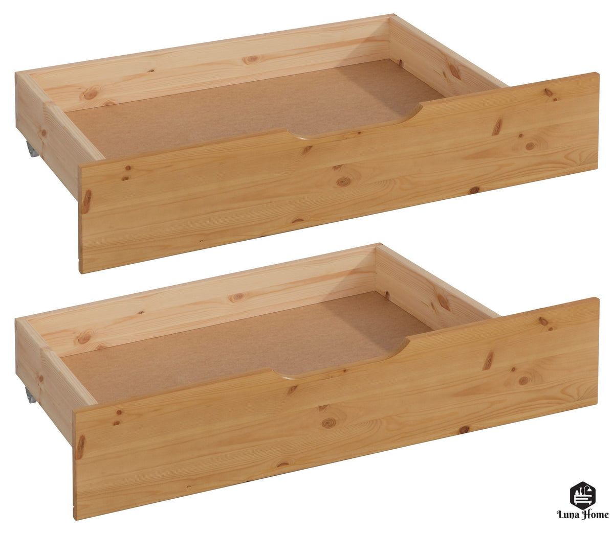 Set 2 sertare de pat Finja, din lemn de pin natur, 93 cm lungime ...